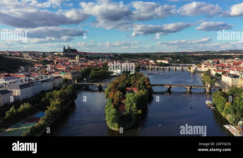 Prague scenic aerial view of the Prague Old Town pier architecture and ...