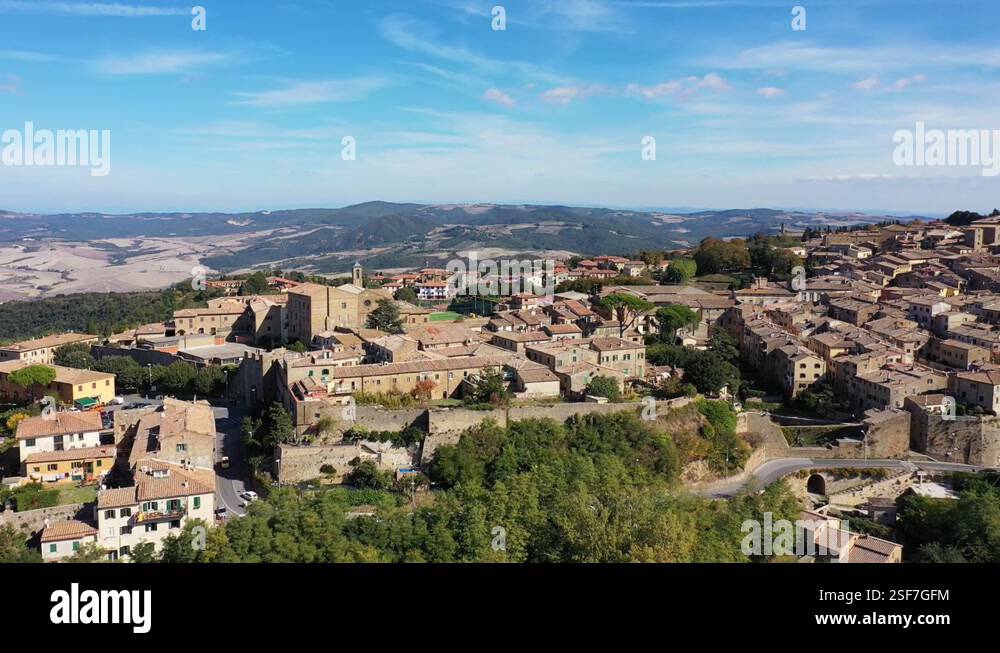 Tuscany, Volterra town skyline, church and panorama view. Maremma ...