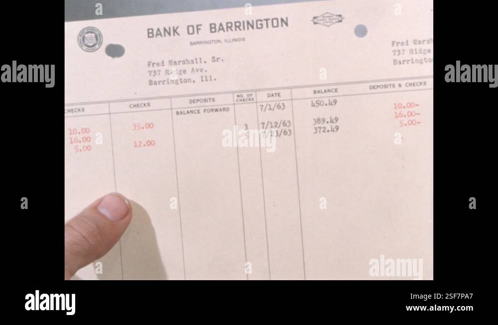 1960s: Bank of Barrington statement. Blank bank statement Stock Video Footage - Alamy