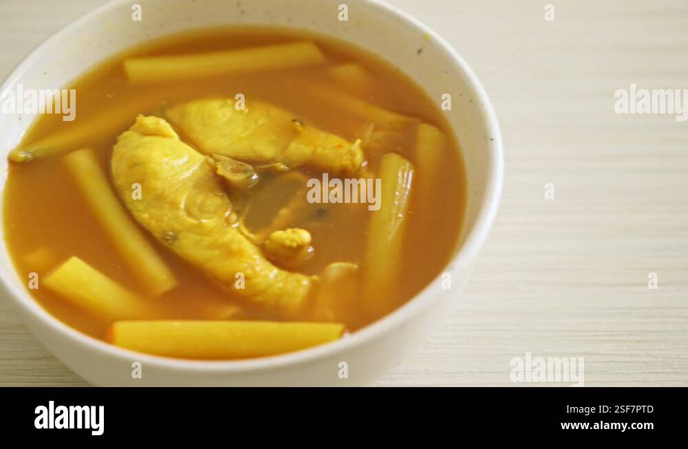 Sour soup with lotus stem and fish - Thai Southern traditional food ...