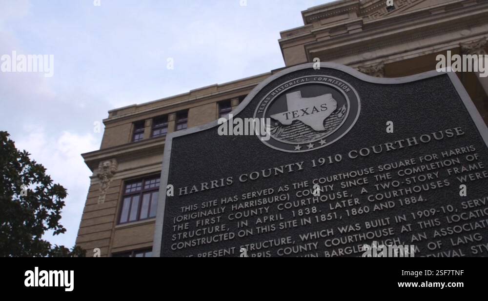 Low angle view of the Historic Harris County 1910 Courthouse in Houston ...