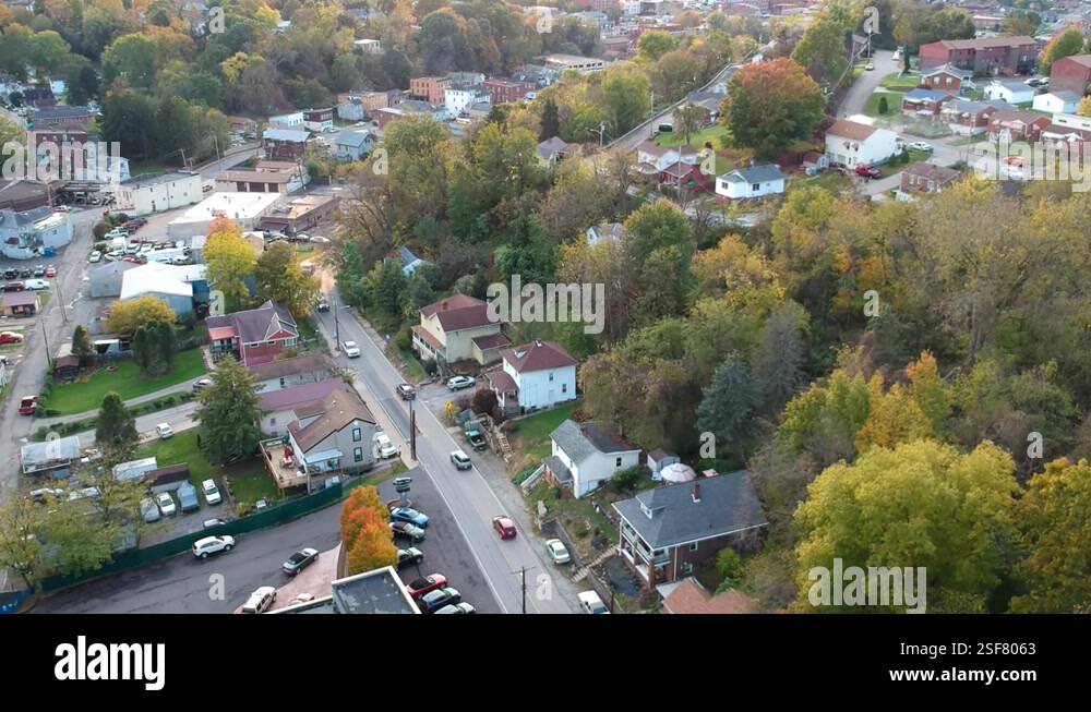 Panorama of suburban area and aerial view with blue sky in Summer Stock ...