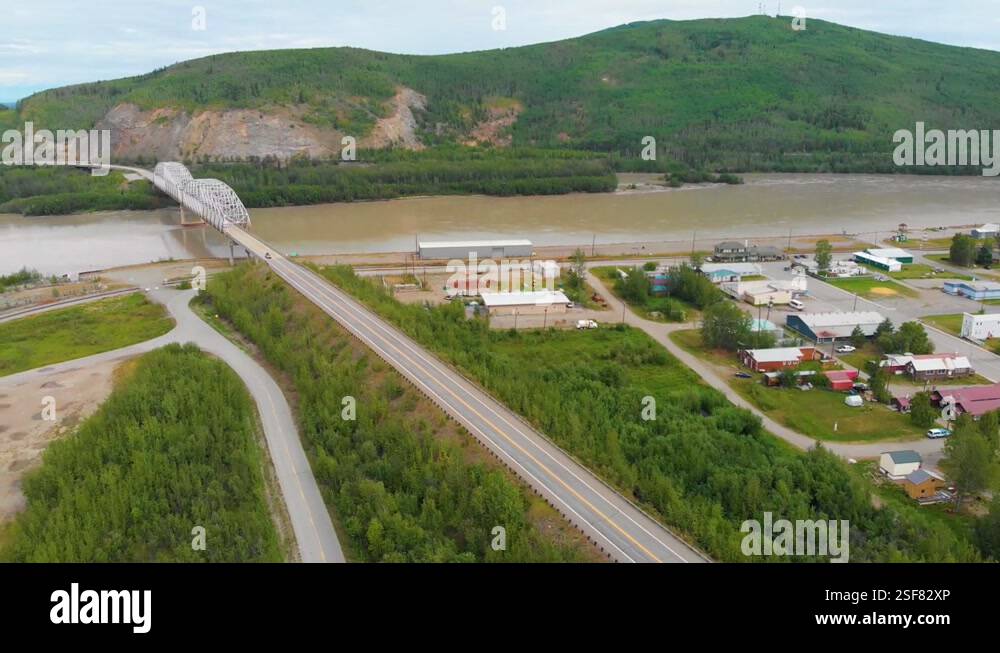 4K Drone Video of Alaska Native Vererans' Honor Steel Truss Bridge over ...