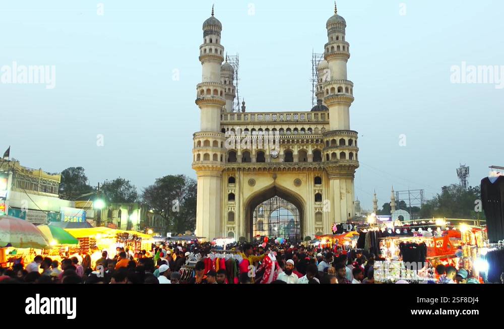 Static view of the beautiful Charminar monument and one of the oldest ...