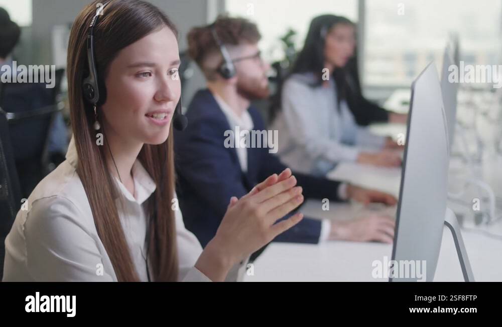 Close Up Portrait Woman of a Technical Customer Support Specialist ...