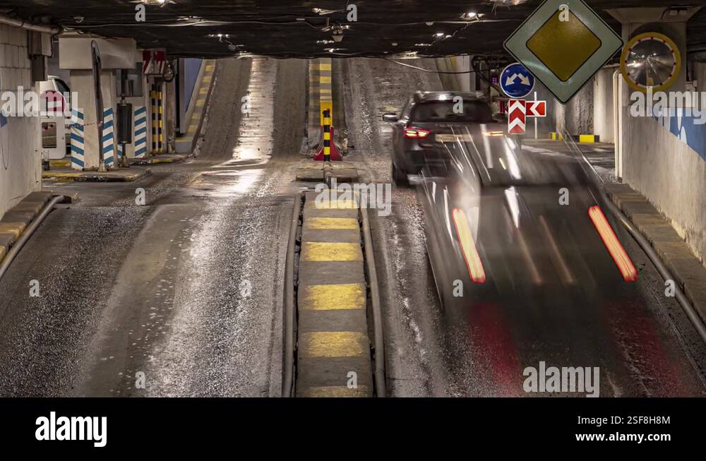 Entry and exit of cars from underground Parking lot of shopping mall ...
