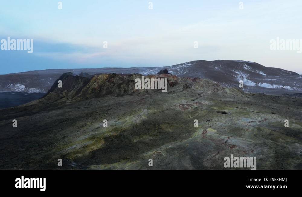 Calm landscape at sleeping Geldingadalsgos volcano in wild Iceland ...