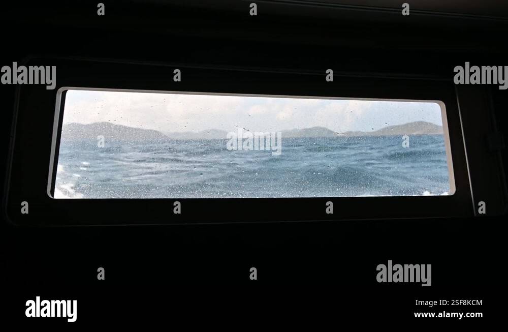 looking out the window of a 50-foot long monohull sailing yacht cabin ...
