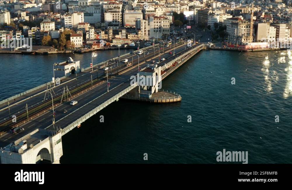 Galata Bridge On The Golden Horn With Karakoy Quarter In Beyoglu Stock ...