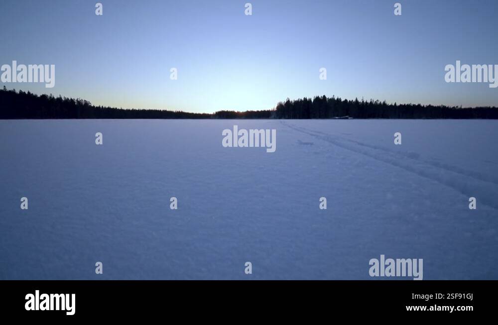 Untouched snow and sunset over a dreamlike wonderland Stock Video ...