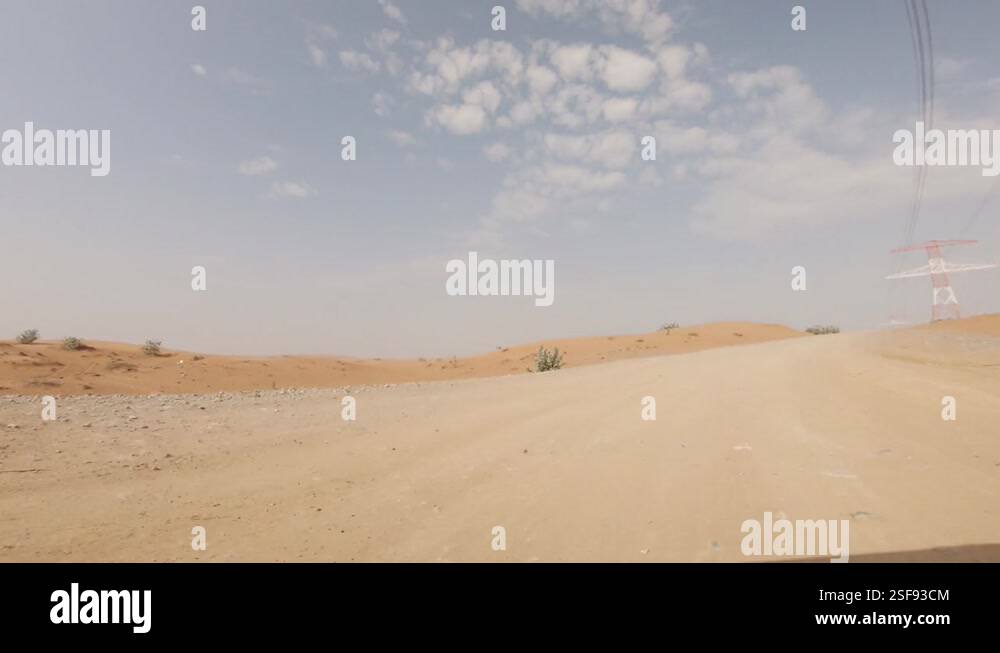 Middle eastern road trip, first-person view in a moving car on a ...