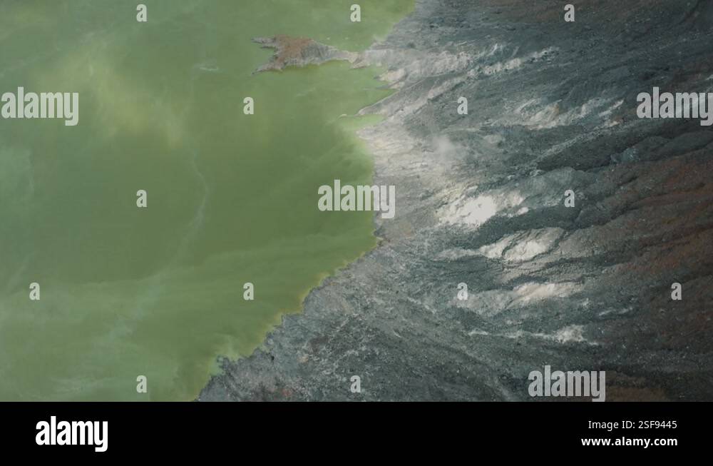 Top View Of Green Lake And Rugged Crater In El Chichonal Volcano ...