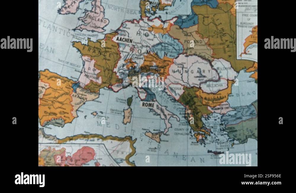 1960s: Map of Europe. Countries on map pointed out Stock Video Footage ...