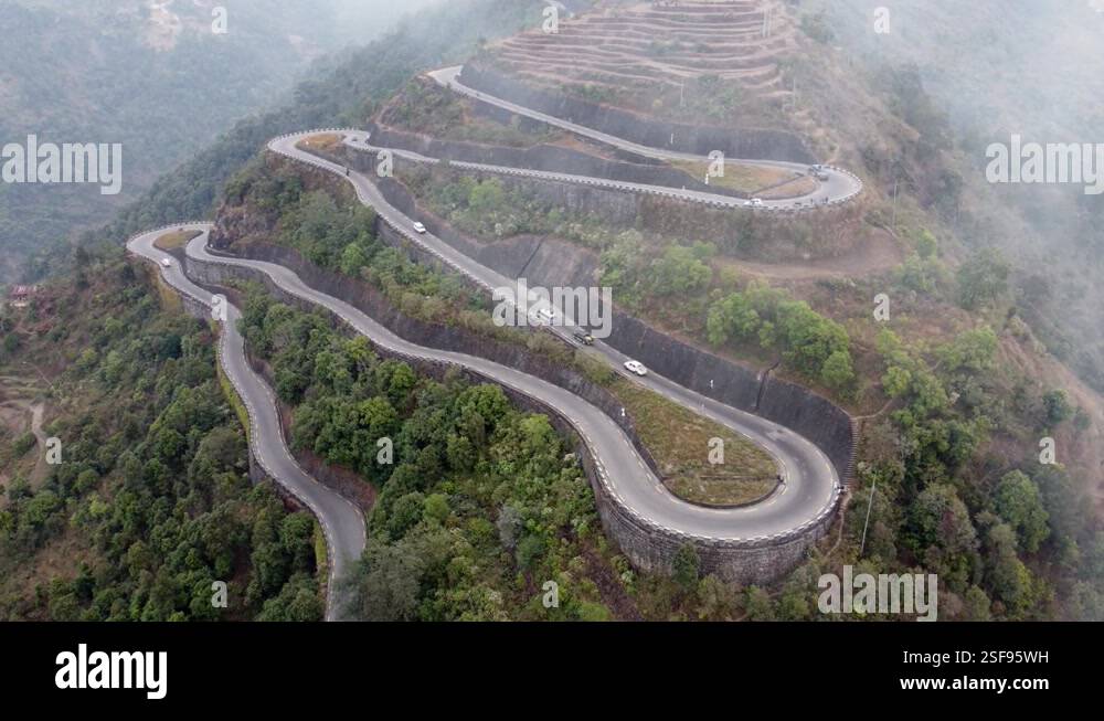 An aerial view of traffic on the BP Highway, Bardibas Highway, showing ...