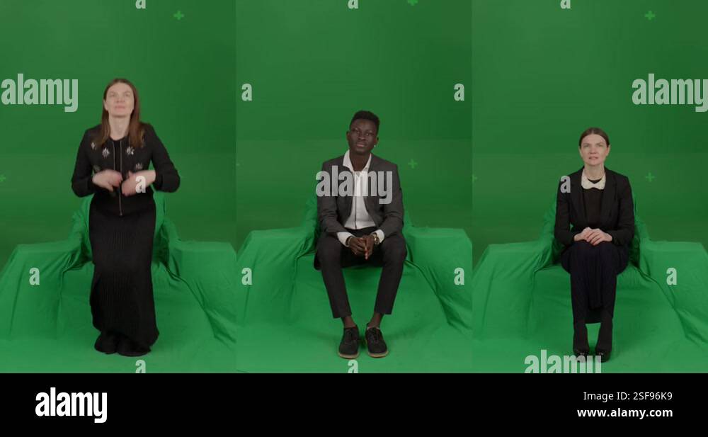 GREEN SCREEN CHROMA KEY Spectators wearing formal attire applaud at ...