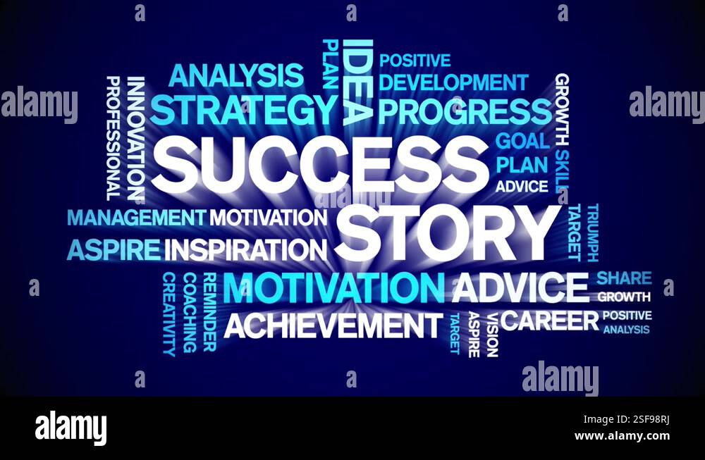 Success Story animated word cloud,animation kinetic typography seamless ...