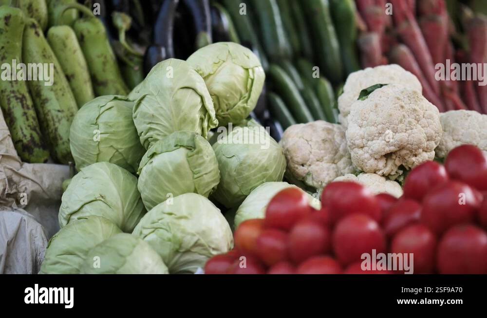 Close up shot of a vegetable stall at the local market of saddar bazar ...