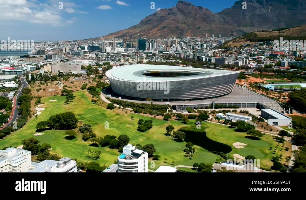 Greenpoint stadium in cape town, rising drone shot Stock Video Footage ...
