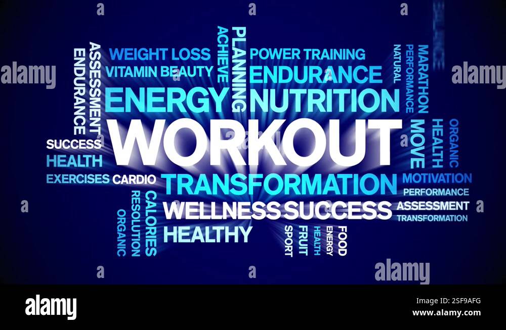Workout animated word cloud,animation kinetic typography text seamless ...