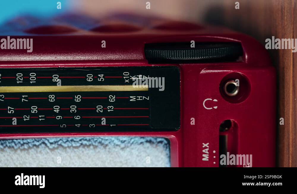 Vertical video of turning on small old television with grey ...