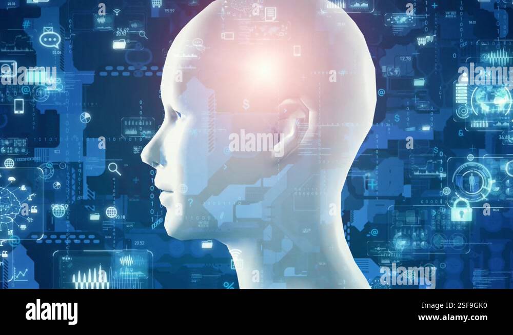 AI (Artificial Intelligence) concept. Deep learning. ICT (Information ...