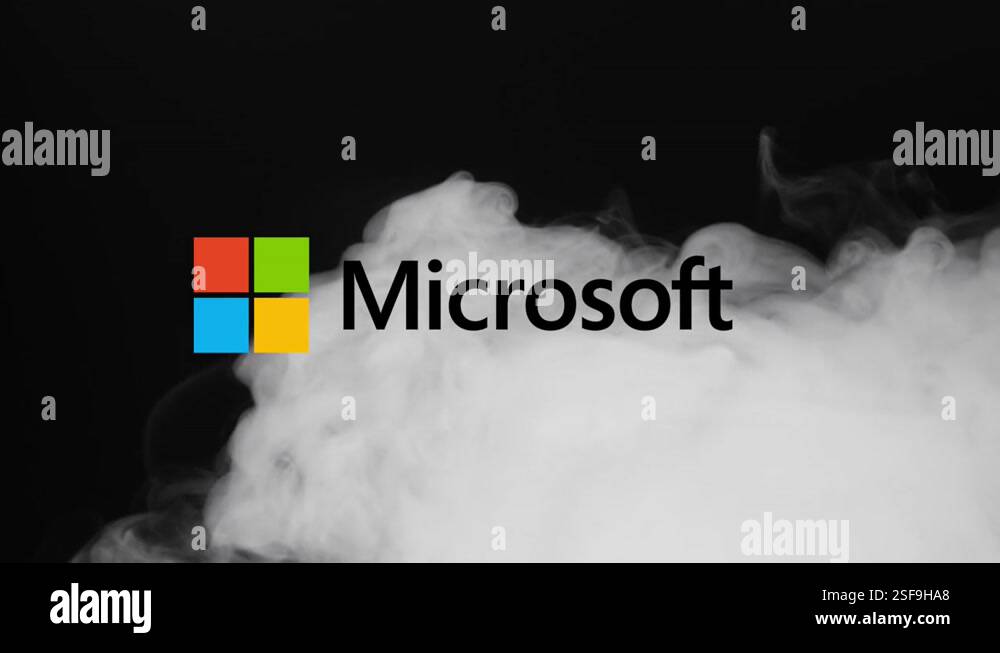 Illustrative editorial of Microsoft icon appearing when smoke flies ...