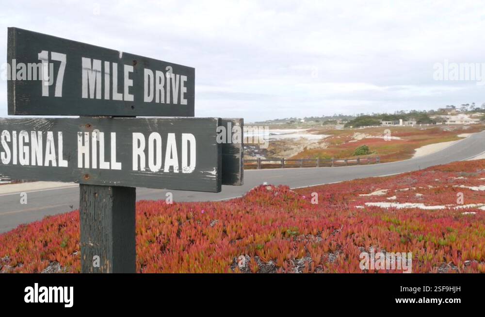Scenic 17-mile drive road sign, Monterey California. Roadtrip along ...