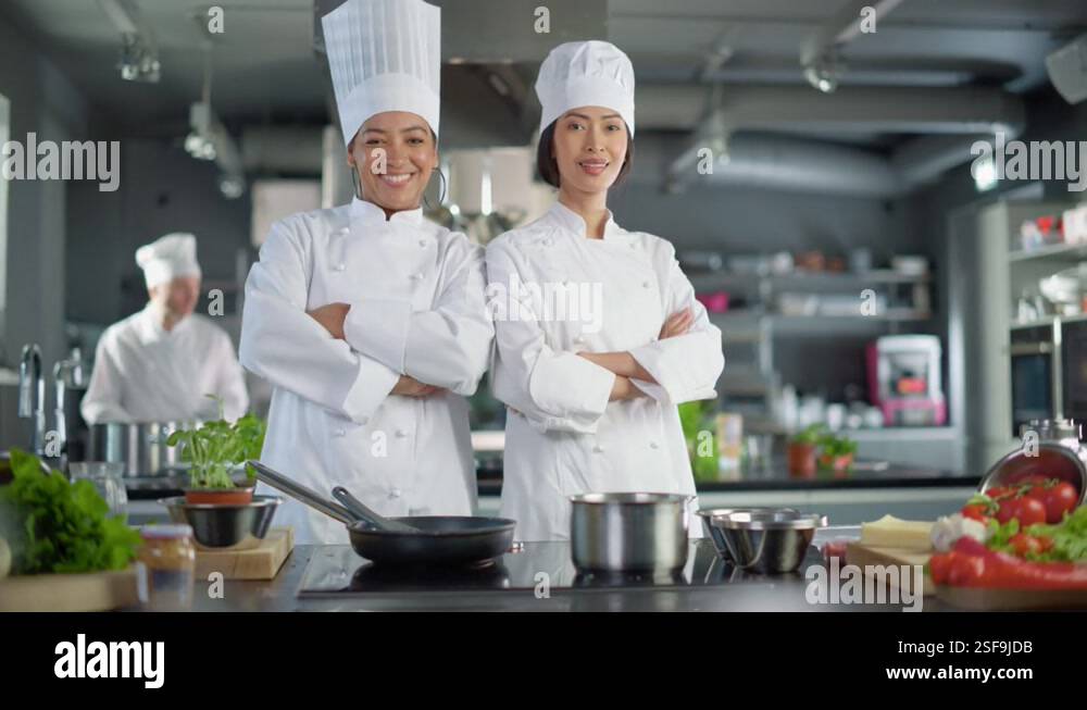 Two Chefs Pose in Kitchen Stock Video Footage - Alamy