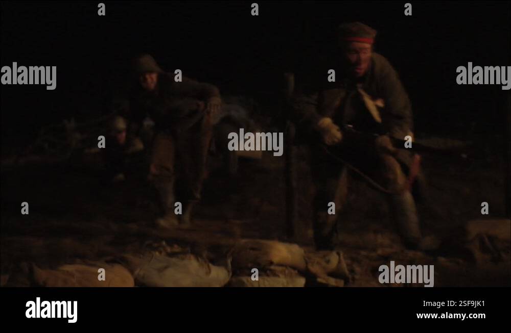 WW1 U.S. Army Soldier trenches Hand-to-Hand - staged combat portrayal ...