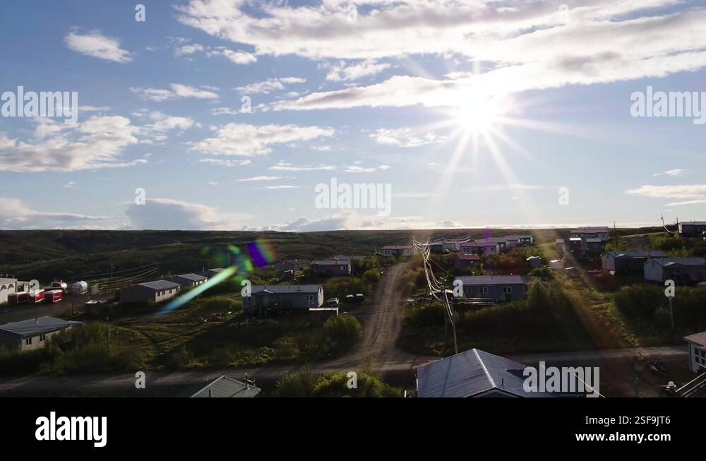 Aerial Backward Scenic Shot Of Residential Houses On Natural Hills ...