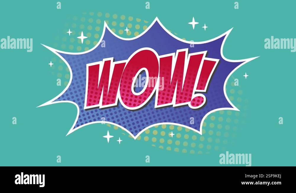 Animation of comic 5 options text over multiple comic speech bubbles ...