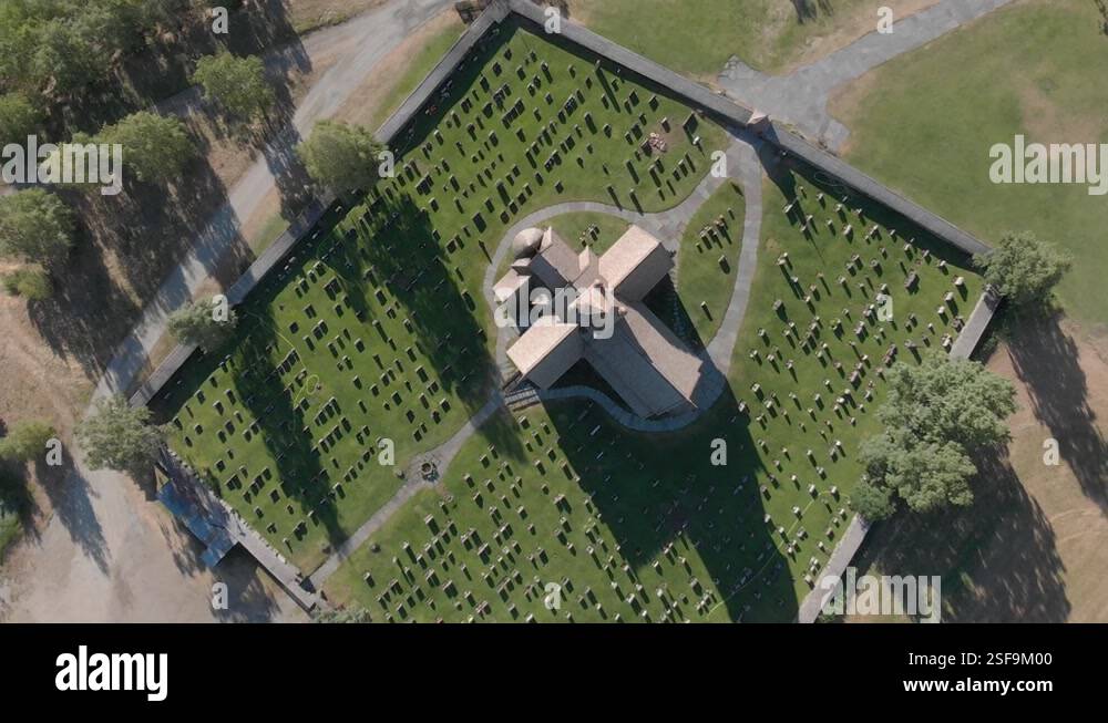 Cross-shaped church from a bird's eye view in early morning Stock Video ...