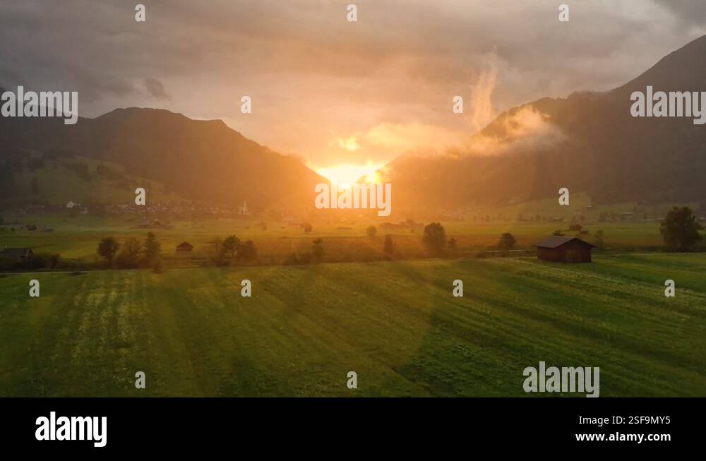 Sunset in the Rain Austrian Alps Stock Video Footage - Alamy