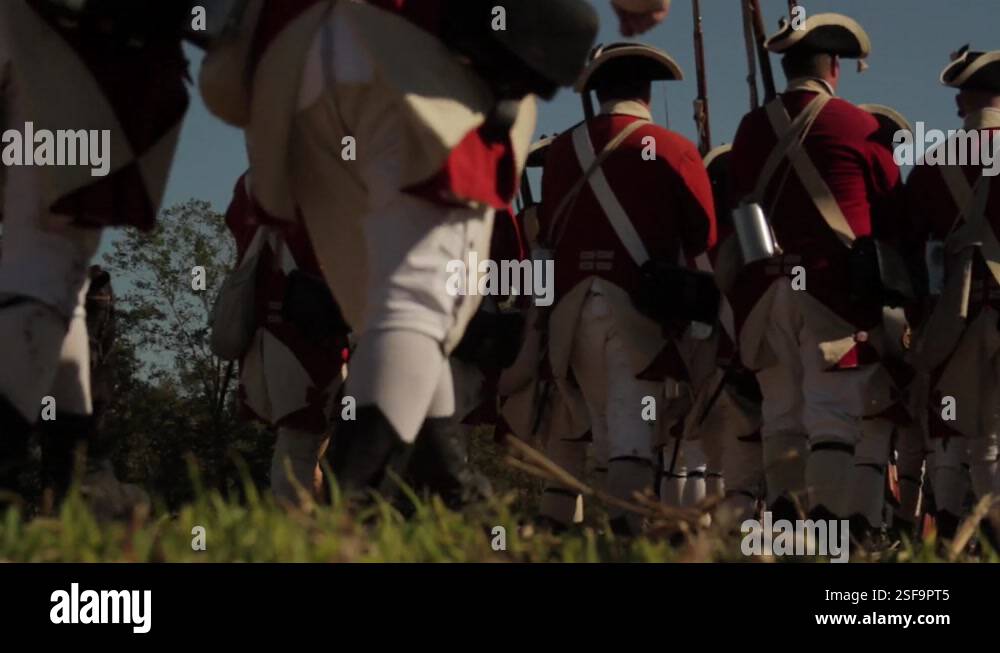 American Revolutionary War British Re-enactor legs march in step Stock ...
