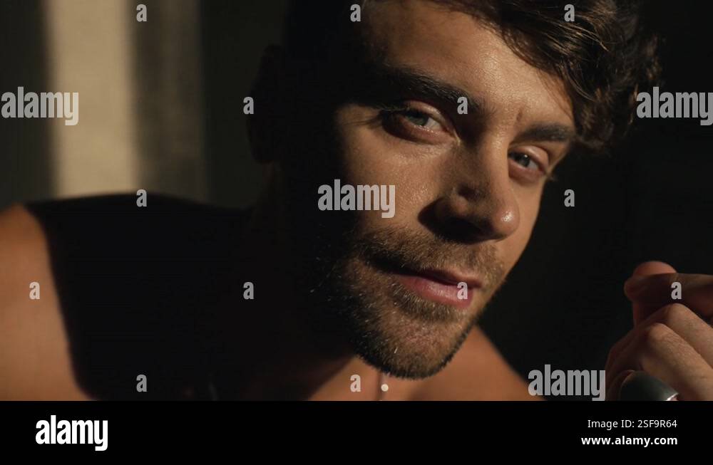 pensive male model with stubble Stock Video Footage - Alamy