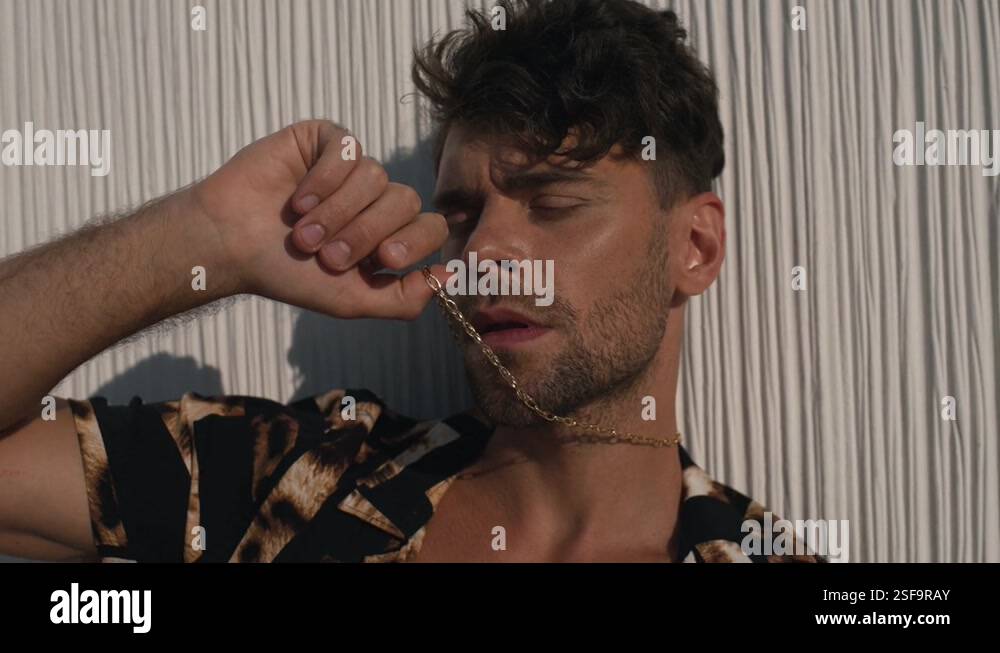 stylish guy shows his golden chain Stock Video Footage - Alamy
