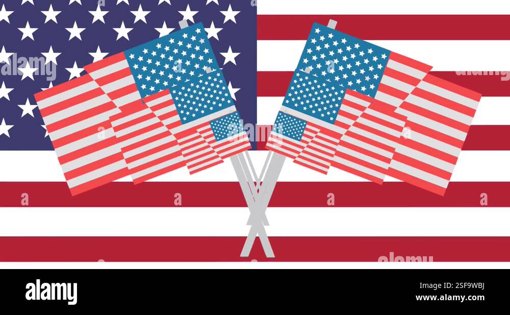 Animation of american flags icons over american flag Stock Video ...