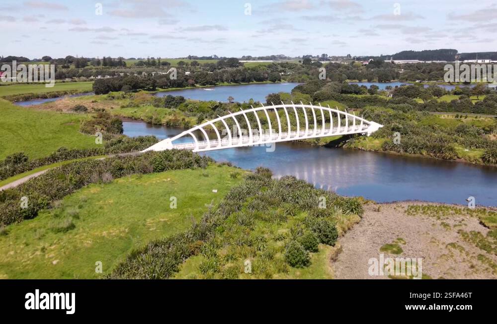 Te Rewa Rewa Bridge, New Plymouth, New Zealand. Spectacular shaped bridge Stock Video Footage ...
