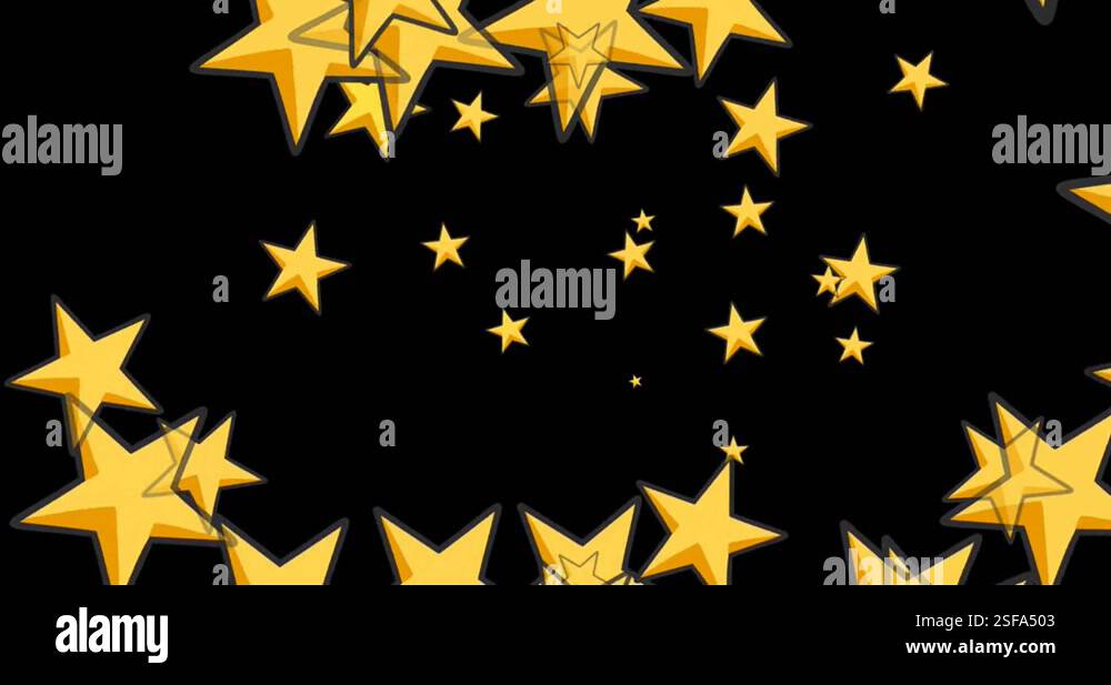 Animation of yellow stars on black background Stock Video Footage - Alamy