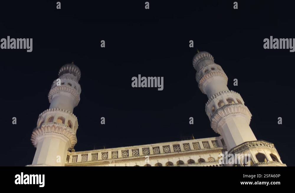 The front gate of the Charminar Hyderabad and huge public gathering ...