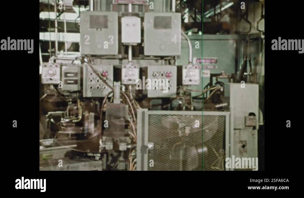1960s: Unused machines on factory floor. Delivery truck pulls from loading dock Stock Video ...