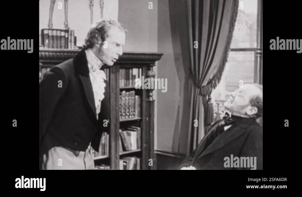 1800s: Man and doctor talking, man takes skeleton off rack Stock Video ...