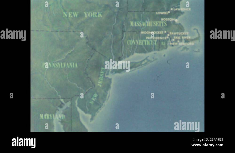 1960s: Map of the Mid-Atlantic, with numerous New England cities ...