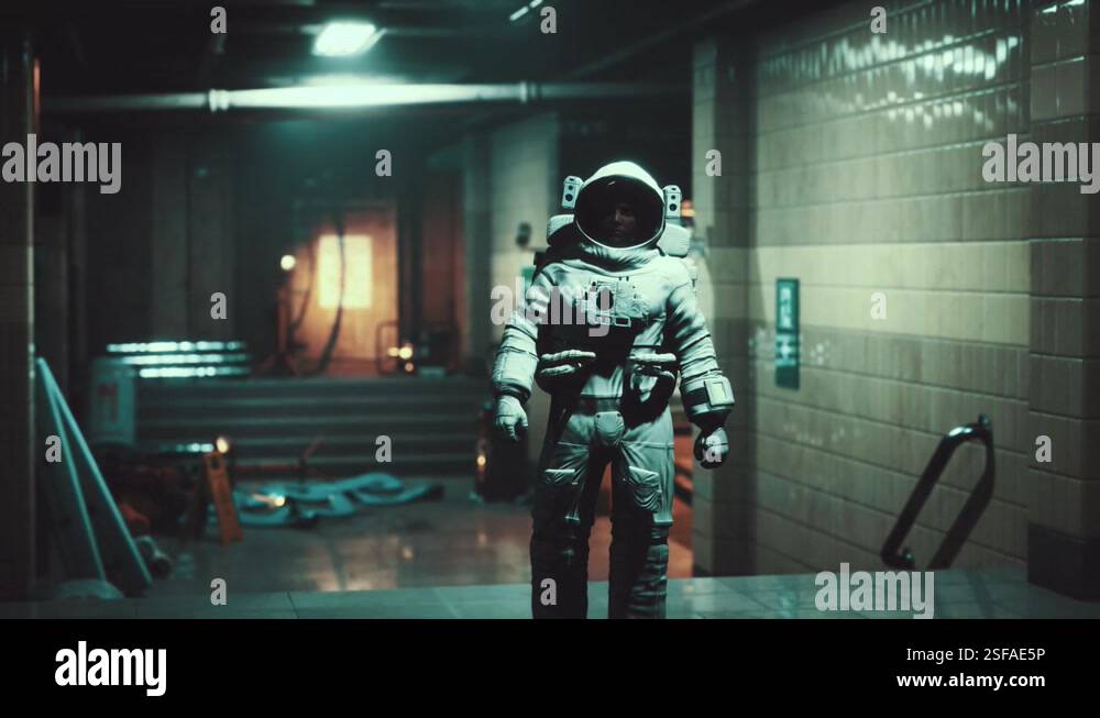 Astronaut at underground metro subway Stock Video Footage - Alamy