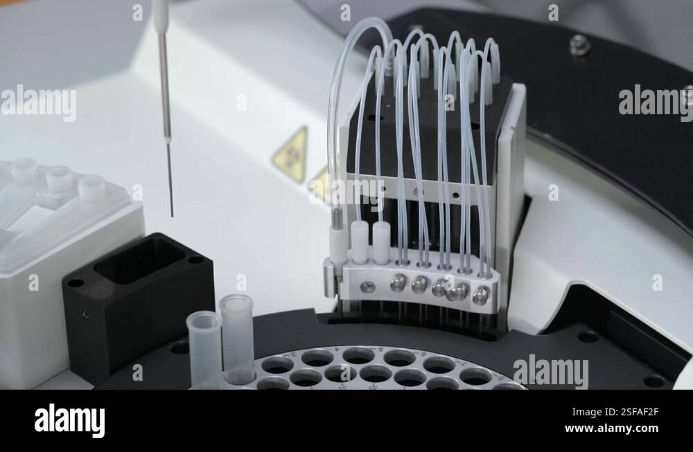 Tubings With Cleansing Fluid On Automated Chemistry Analyzer Benchtop ...