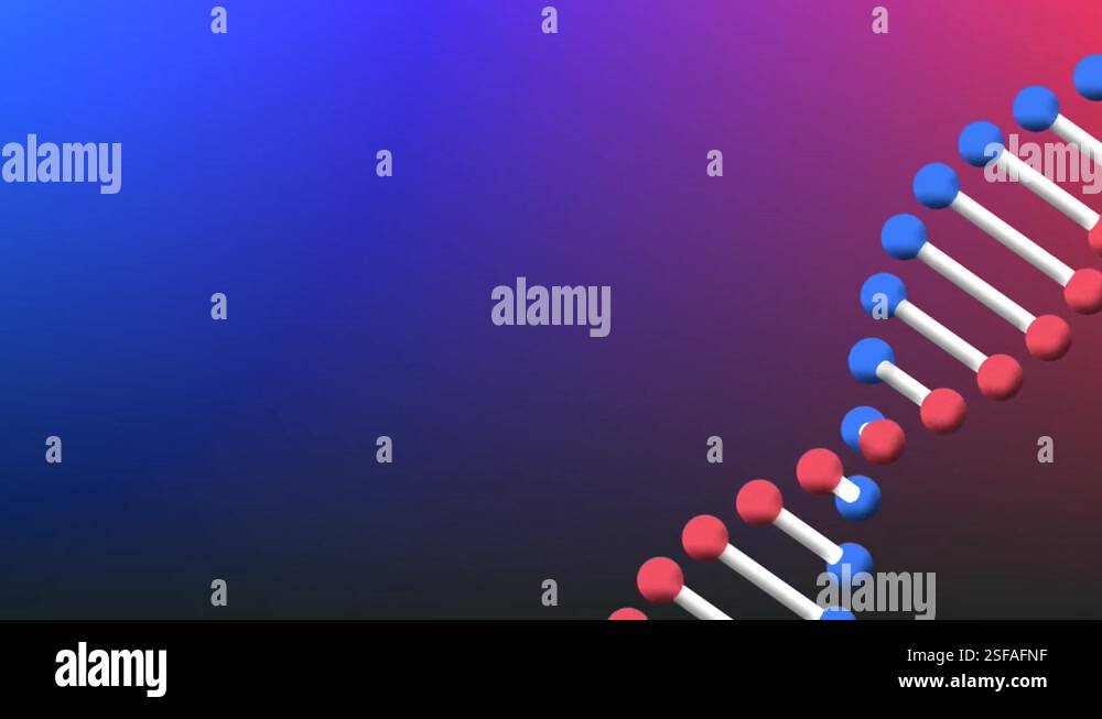 Video of dna strand spinning with copy space on blue to purple ...
