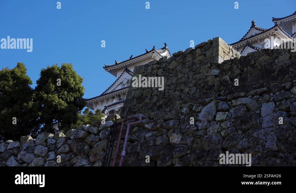 Fortifications of Himeji Castle in Hyogo Japan, Pan Establishing View ...