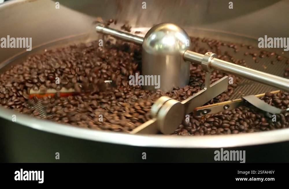 Footages Of The Processes Of Coffee Roasting With The Coffee Roaster ...