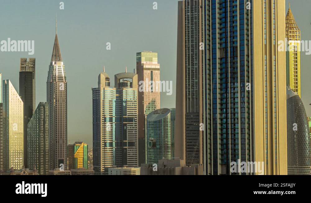 Row of the tall buildings around Sheikh Zayed Road and DIFC district ...