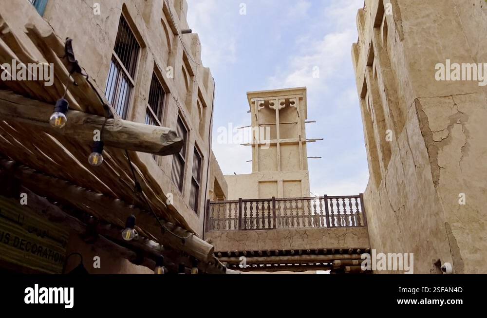 View From Alleyway Of Wind Tower On Top Of A Residential Building In Al ...